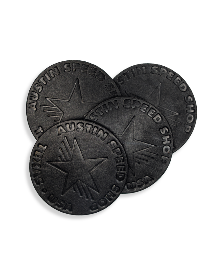 Leather Embossed Round Coasters - Austin Speed Shop