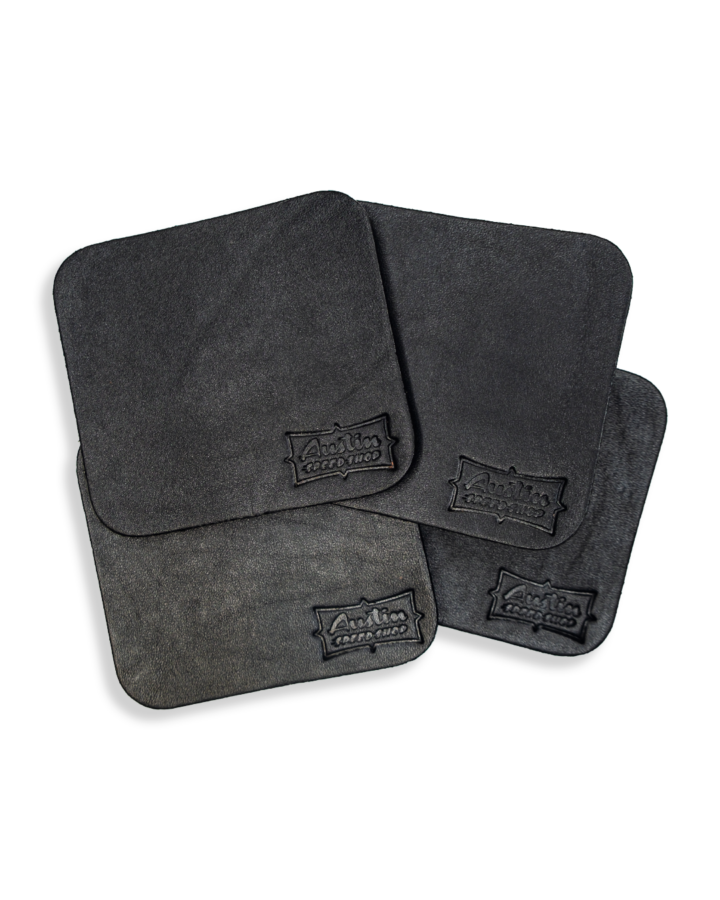 Leather Embossed Square Coasters - Austin Speed Shop