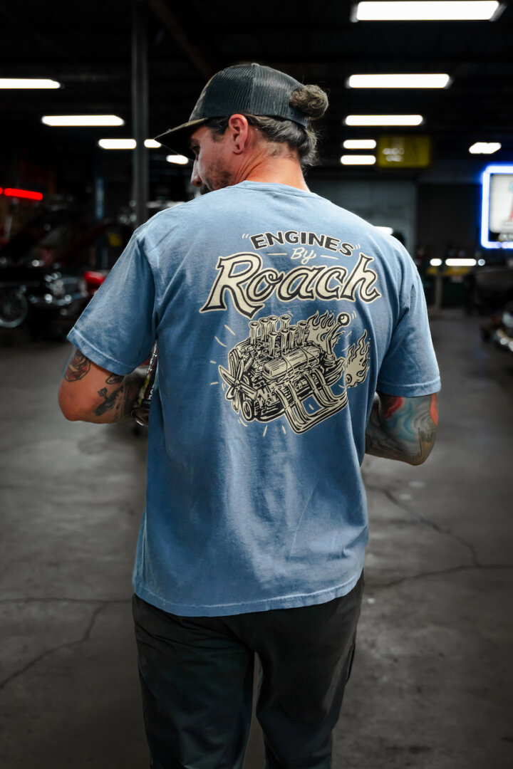 Engines by “Roach” Tee (Blue) - Austin Speed Shop