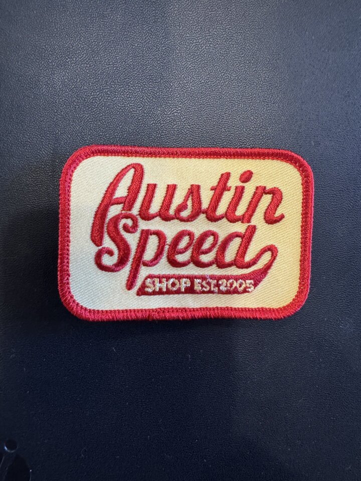 Austin Speed Shop Off-White/Red Script Patch - Austin Speed Shop